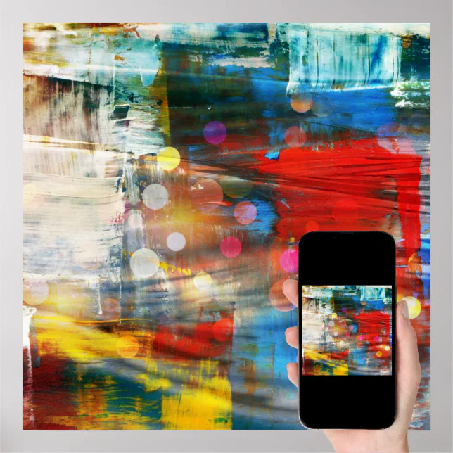 Colorful Abstract Art Paint Splatters Design Poster | Zazzle