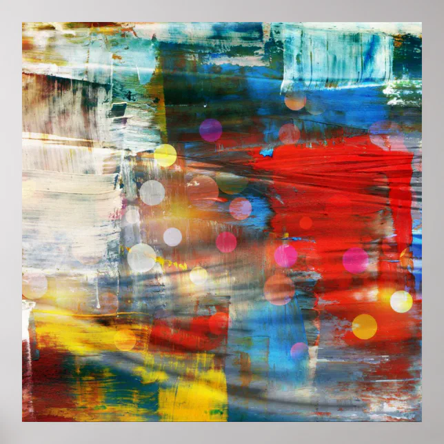 Colorful Abstract Art Paint Splatters Design Poster | Zazzle