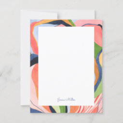 Colorful Abstract Art Personalized Flat Note Card | Zazzle