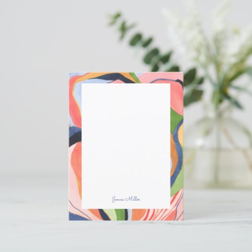 Colorful Abstract Art Personalized Flat Note Card | Zazzle