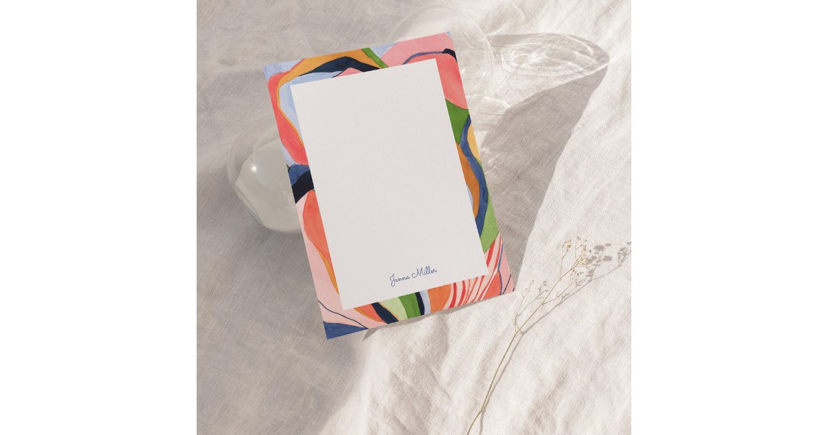 Colorful Abstract Art Personalized Flat Note Card | Zazzle