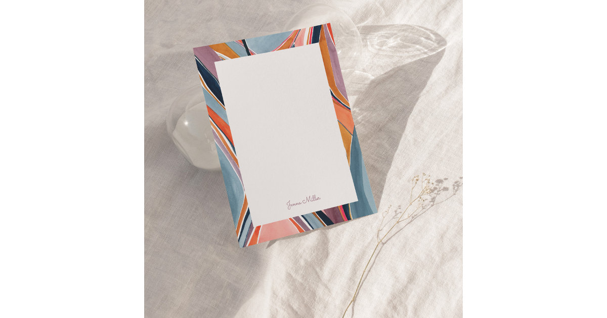 Colorful Abstract Art Personalized Flat Note Card | Zazzle