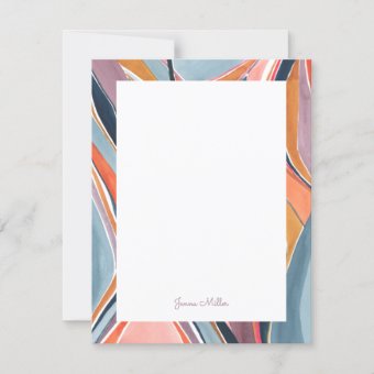 Colorful Abstract Art Personalized Flat Note Card | Zazzle