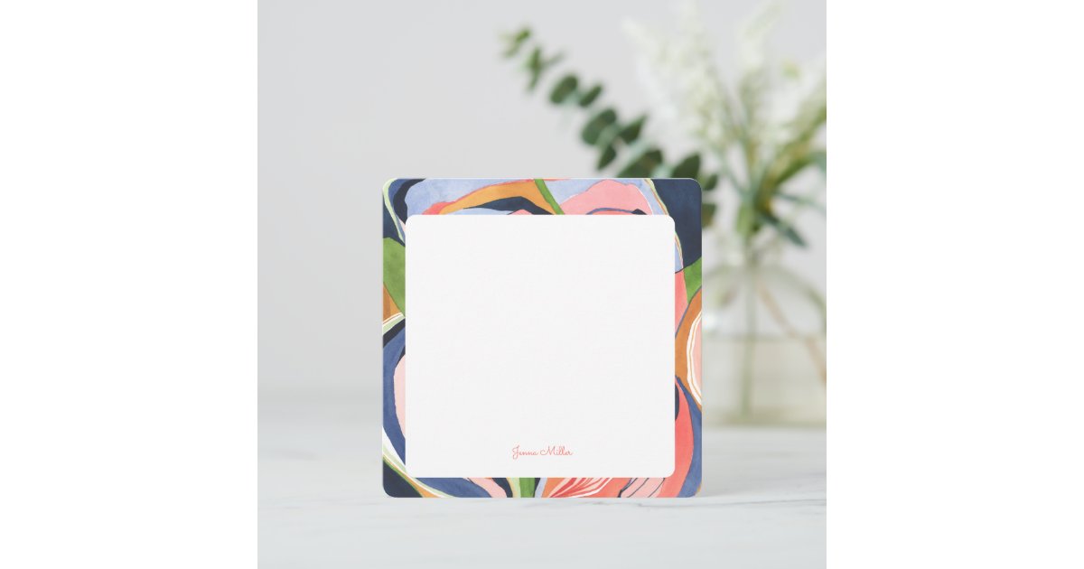 Colorful Abstract Art Personalized Flat Note Card | Zazzle