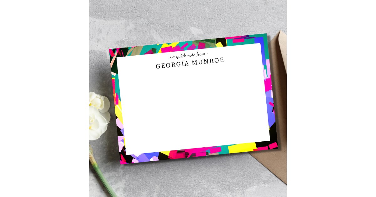 Colorful Abstract Art Personalized Stationery Note Card | Zazzle