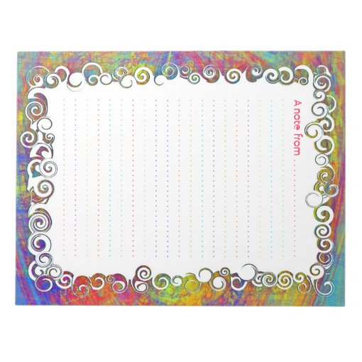 Colorful Abstract Art Waves Custom Lined Notepad | Zazzle