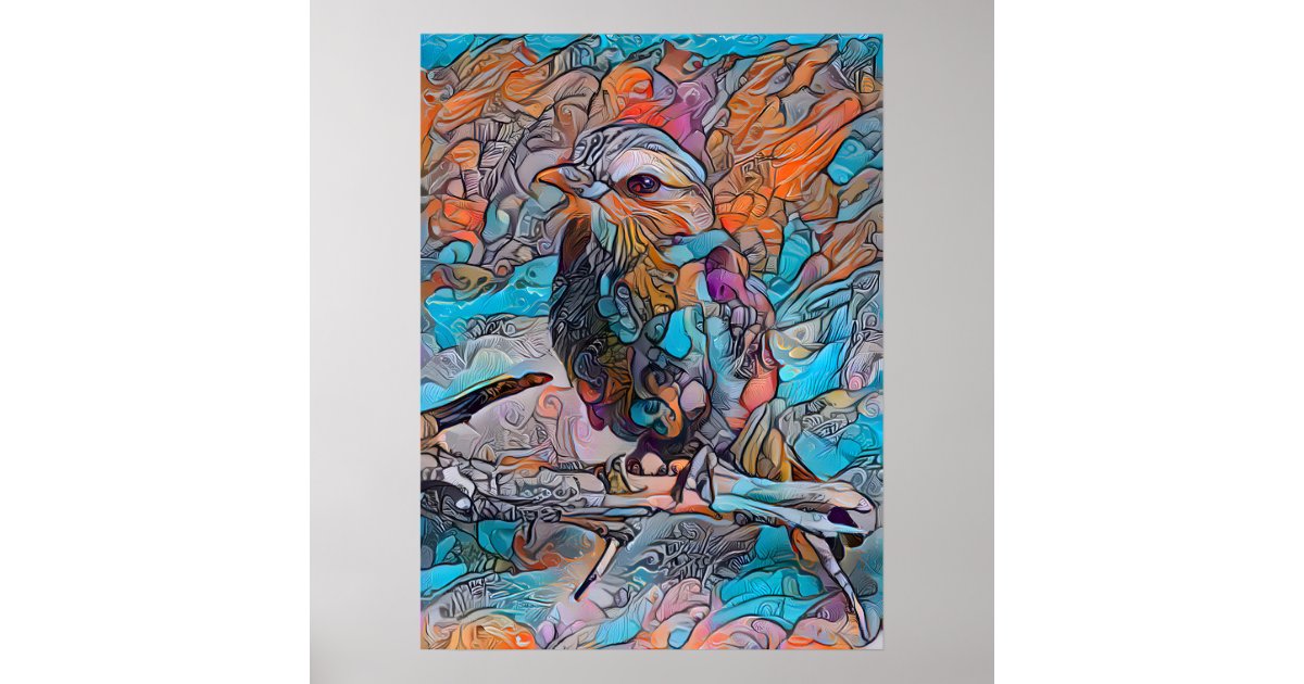 Colorful Abstract Bird Poster | Zazzle
