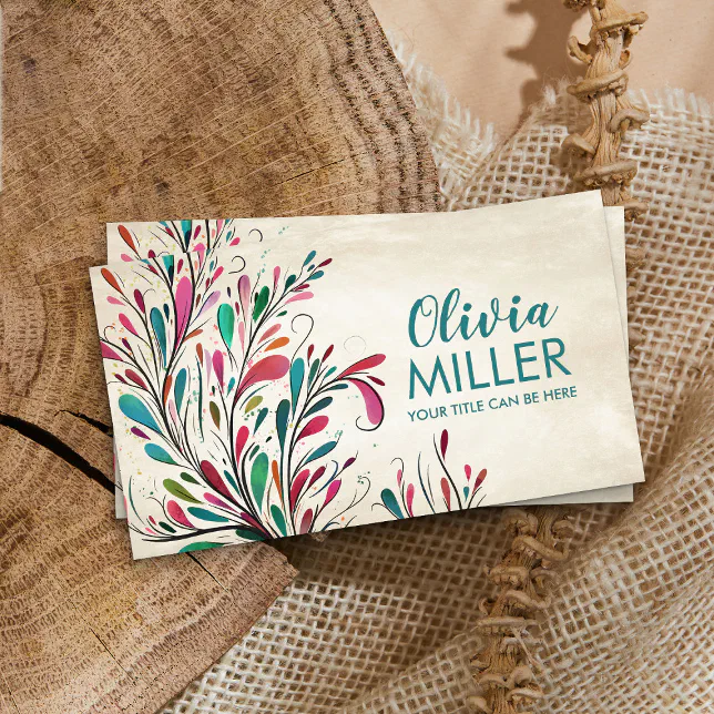 Colorful Abstract Branch Art Business Card | Zazzle