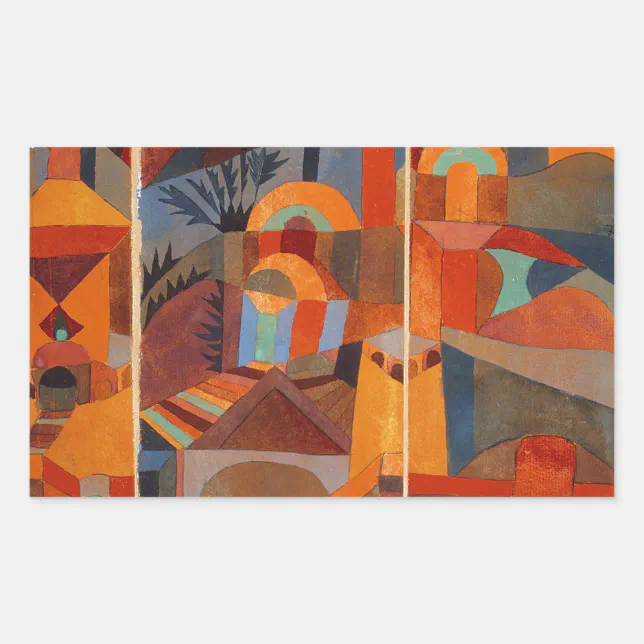 Colorful Abstract Cubism Klee Modern Art Rectangular Sticker Zazzle