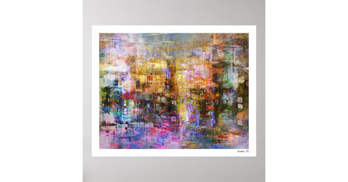 Colorful Abstract Digital Art Poster | Zazzle
