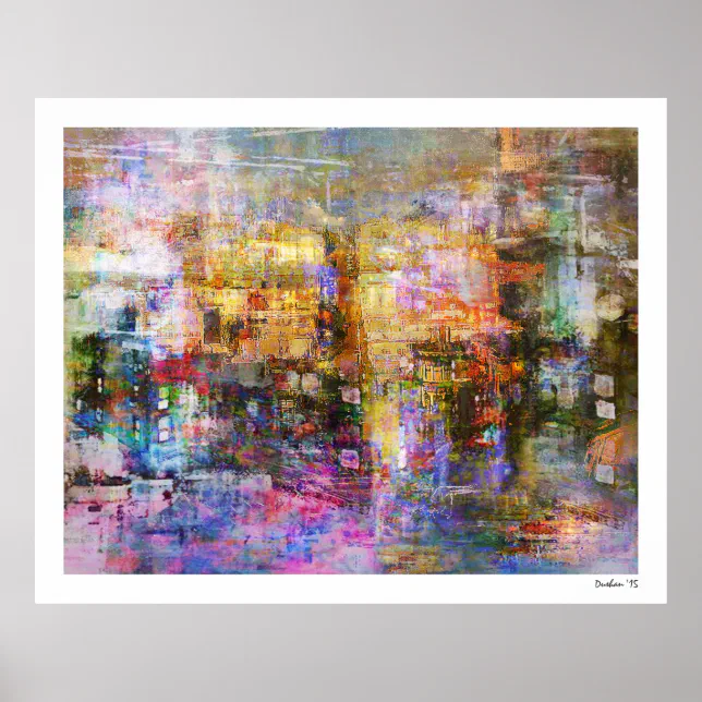 Colorful Abstract Digital Art Poster | Zazzle