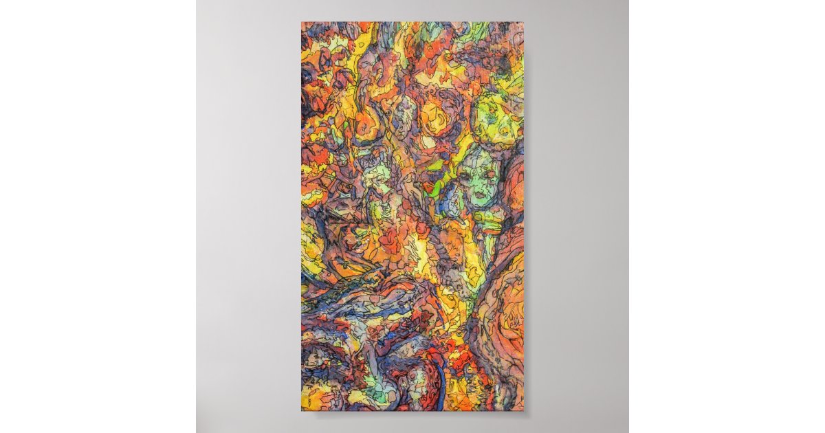 Colorful Abstract Expressionism Painting Poster | Zazzle