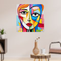 Colorful Abstract Face Cubism Poster | Zazzle