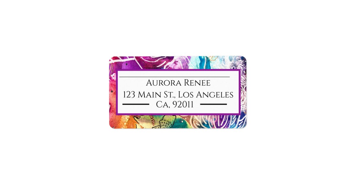 Colorful Abstract Floral Address Label | Zazzle