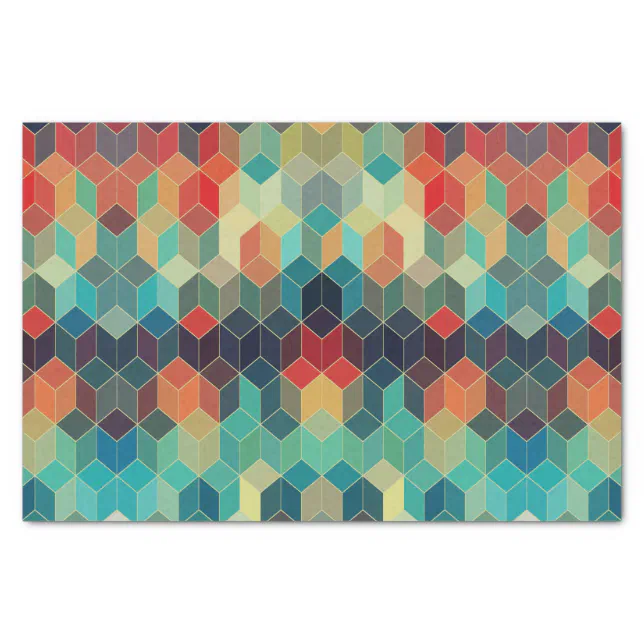 Colorful Abstract Geometric Cubes Tissue Paper | Zazzle