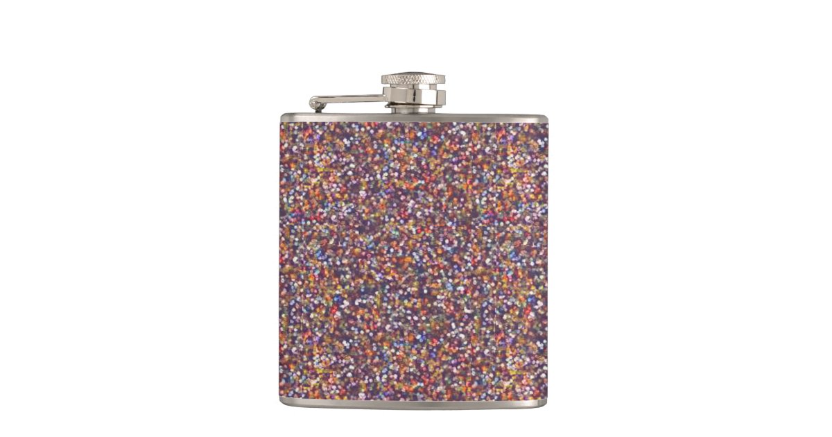 Colorful Abstract Glitter Texture Warm Tones Hip Flask | Zazzle