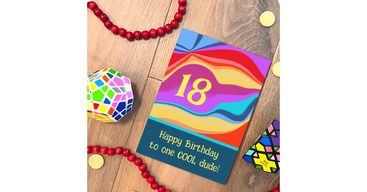 Colorful Abstract Inspirivity Custom Age Birthday Card | Zazzle