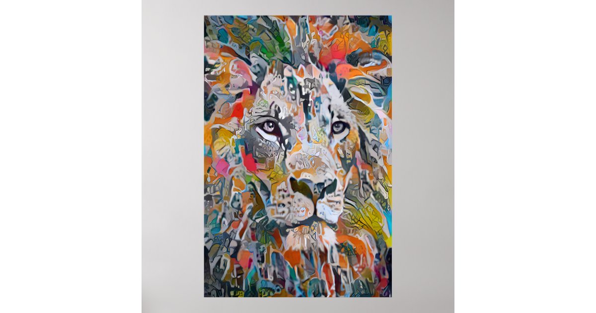Colorful Abstract Lion Poster | Zazzle