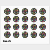 Colorful Abstract Memphis Lines Pattern Classic Round Sticker | Zazzle