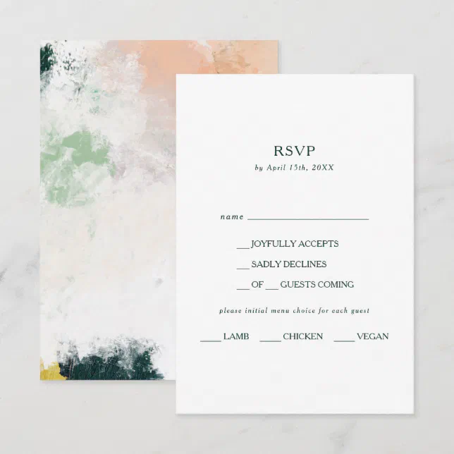 Colorful Abstract Menu Choice RSVP Card | Zazzle