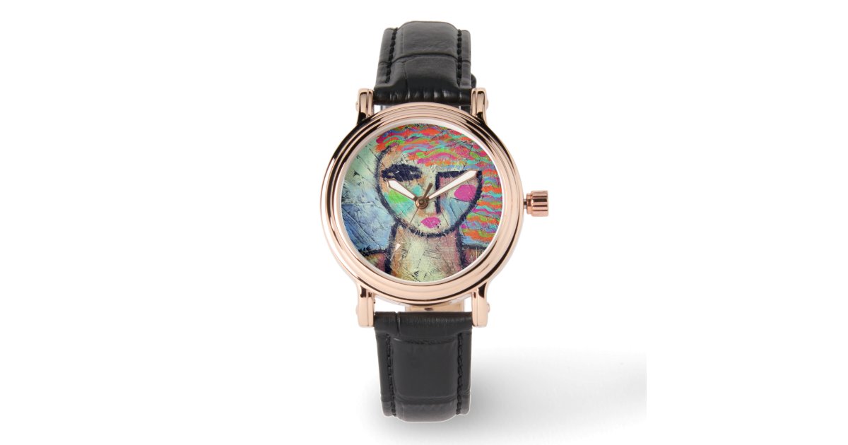 Colorful Abstract Portrait of a Woman Watch | Zazzle