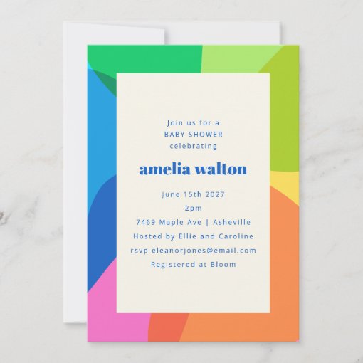Colorful Abstract Rainbow Modern Baby Shower Invitation | Zazzle