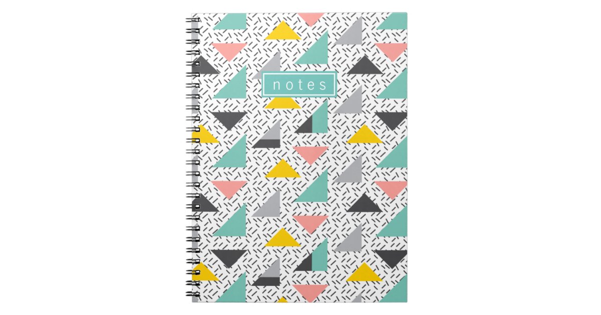 Colorful Abstract Retro 90's Shape Pattern Notebook | Zazzle