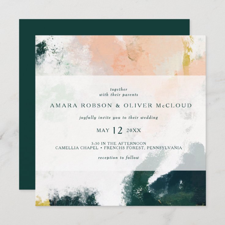 Colorful Abstract Square Wedding Invitation | Zazzle