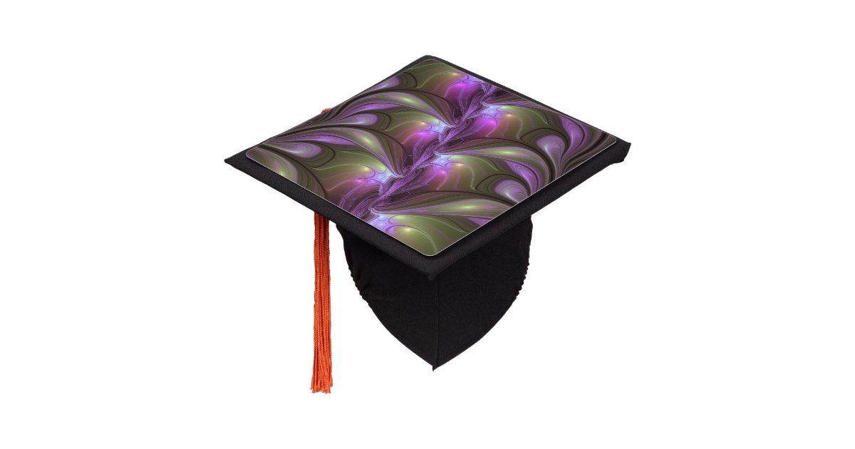 Colorful Abstract Violet Purple Khaki Fractal Art Graduation Cap Topper ...
