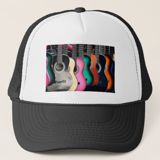 Colorful Acoustic Guitars Baseball Trucker Hat | Zazzle.com