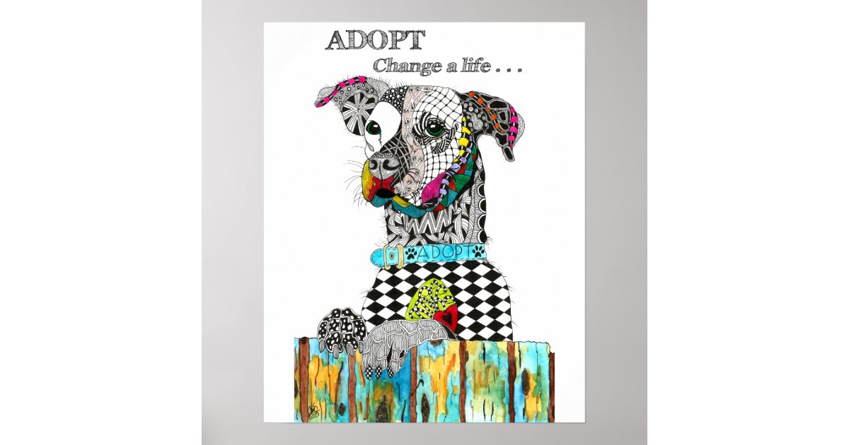 Colorful Adopt a Dog Poster - 16" x 20" | Zazzle
