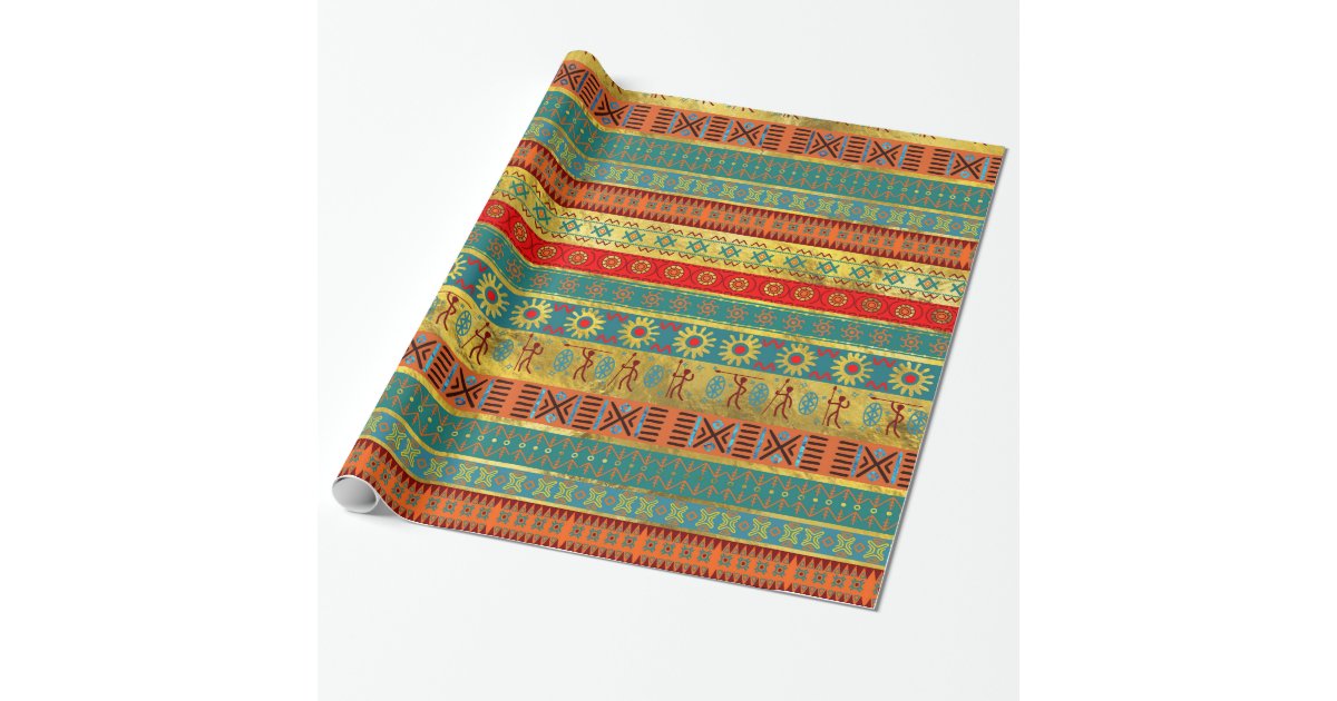 Colorful African Ethnic Tribal Pattern Wrapping Paper | Zazzle