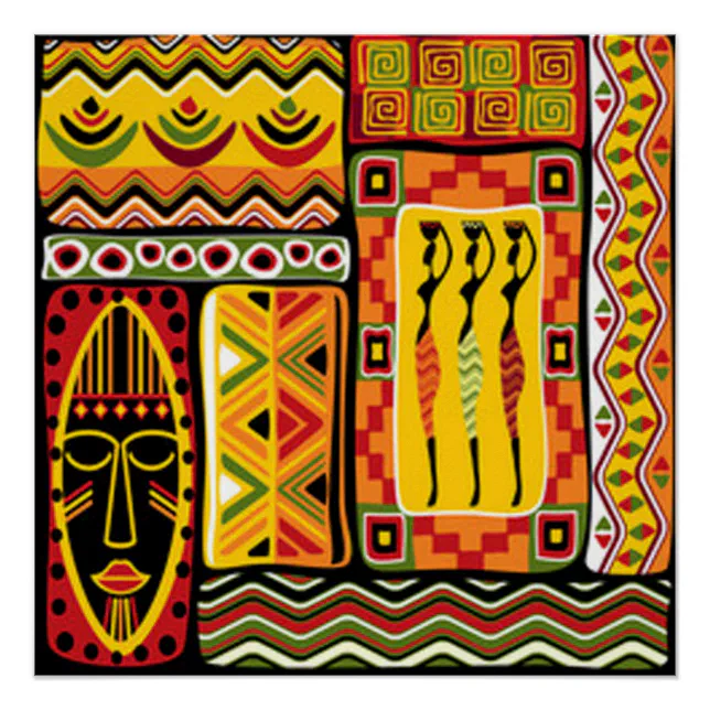 Colorful African Pattern Print Collage | Zazzle