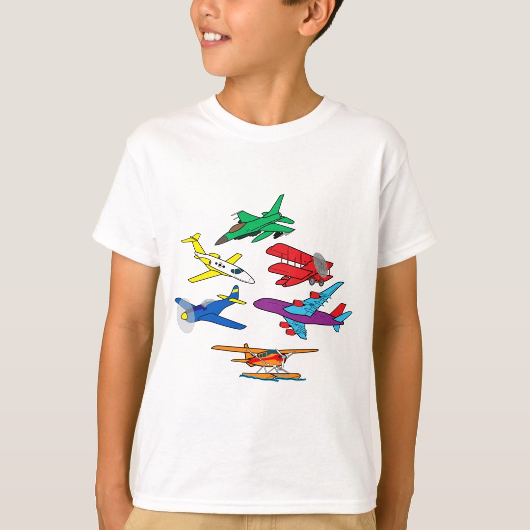 Colorful Airplane Illustrations T-Shirt | Zazzle