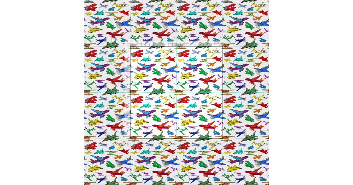 Colorful Airplanes Pattern Fabric | Zazzle