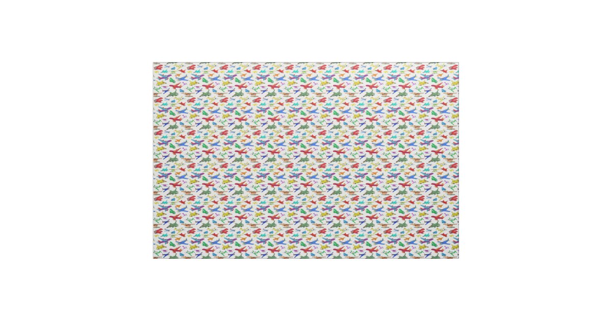 Colorful Airplanes Pattern Fabric | Zazzle