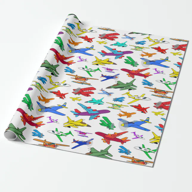 Colorful Airplanes Pattern Wrapping Paper | Zazzle