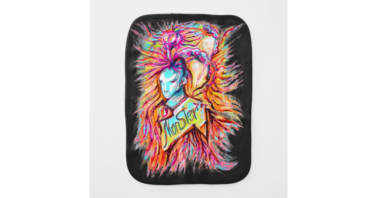 Colorful Alien Monster Art Pen Drawing Baby Burp Cloth | Zazzle