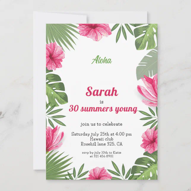 Colorful aloha birthday invitation | Zazzle