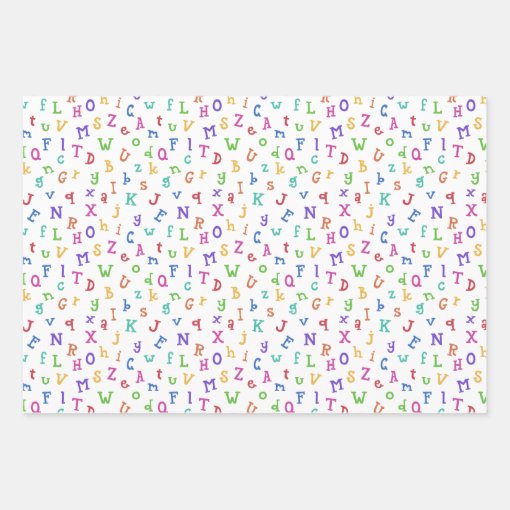 Colorful Alphabet Back To School Pattern Wrapping Paper Sheets | Zazzle