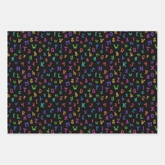 Colorful Alphabet Back To School Pattern Wrapping Paper Sheets | Zazzle