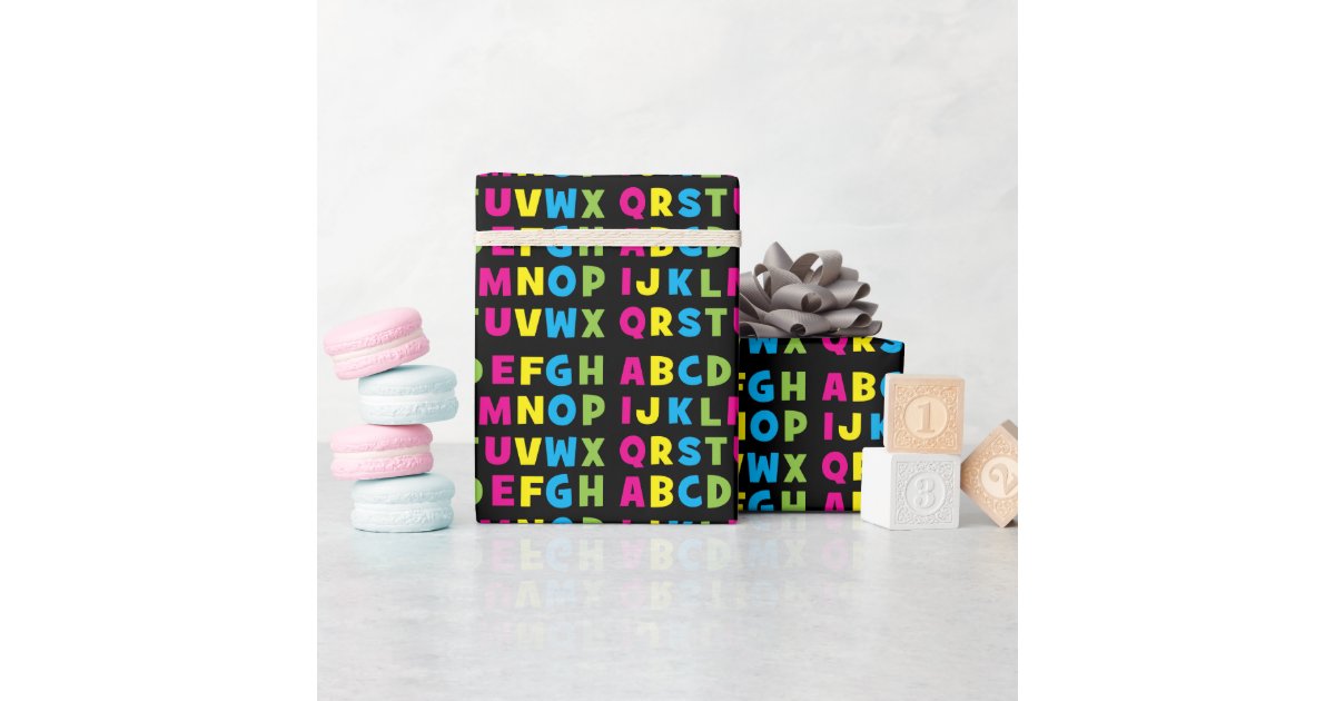 Colorful Alphabet Kindergarten Preschool Alphabet Wrapping Paper | Zazzle