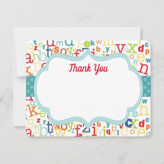 Colorful Alphabet Thank You Note | Zazzle.com