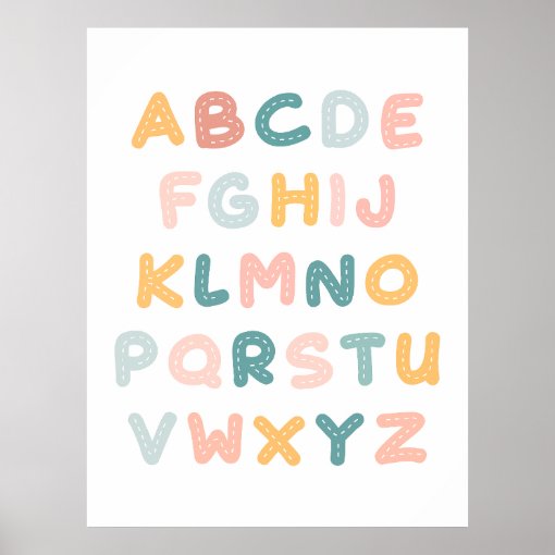 Colorful Alphabets Cute Nursery Poster | Zazzle