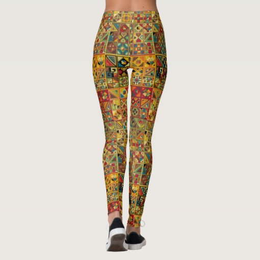 Colorful, Ancient Geometric Pattern Leggings | Zazzle