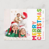 Colorful and Bright Merry Christmas Full Photo Holiday Postcard | Zazzle