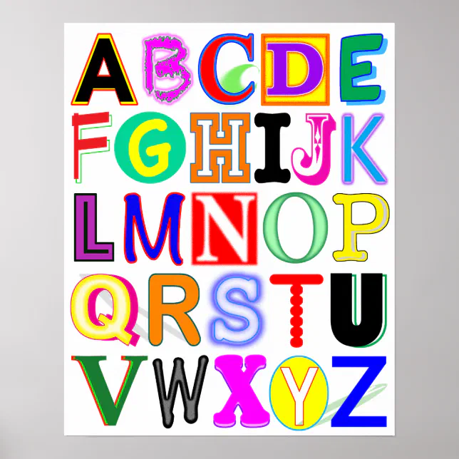 Colorful and Fun Alphabet Poster | Zazzle