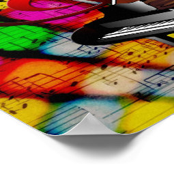 Colorful and Jazzy Treble Clef and Piano Poster | Zazzle