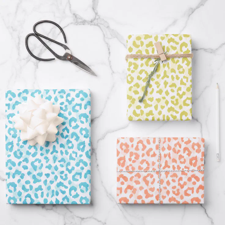 Colorful animal leopard print gift wrapping paper | Zazzle