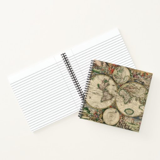 Colorful Antique World Map Notebook | Zazzle